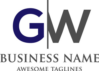Gw letter type logo design template Royalty Free Vector