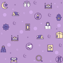 Muslim color linear icons set Royalty Free Vector Image