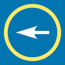 Sharp left arrow flat orange and yellow colors Vector Image