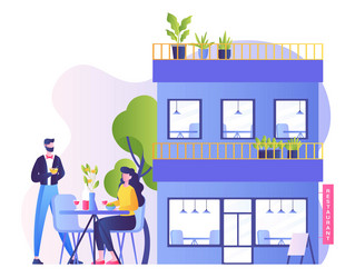 Restaurant building city background street Vector Image