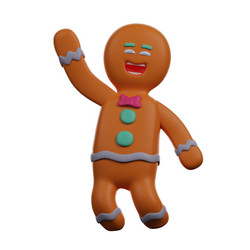 3d gingerbread character holding a golden Vector Image