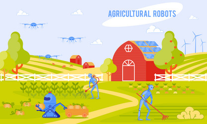 Smart greenhouses agricultural robots cartoon Vector Image