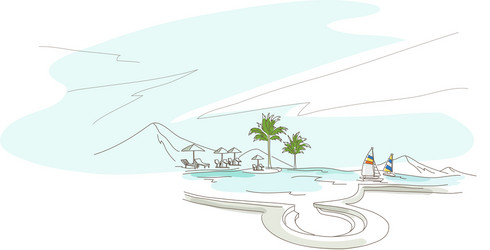 Beach Outlines Scene Vector Images (over 510)