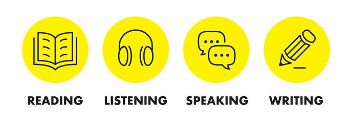 Language skills icon set black line style Vector Image