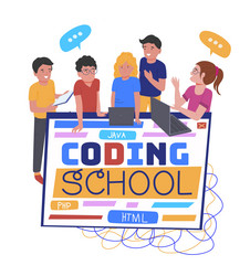 Children coding school teamwork during Royalty Free Vector
