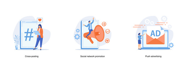 Cross-posting abstract concept social media Vector Image