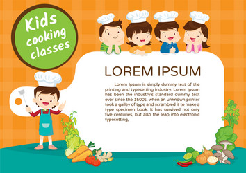 Kids menu frame children chefs cook with cutting Vector Image