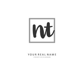N t nt initial letter handwriting and signature Vector Image