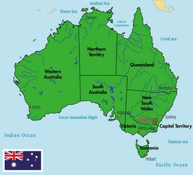 Australia map with regions and their capitals Vector Image
