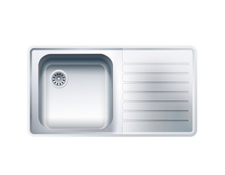 Realistic set stainless kitchen sinks top view Vector Image