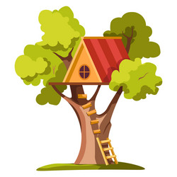 Modern hut on branches of tree poster Royalty Free Vector
