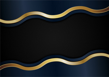 Abstract blue gradient color wave shape with gold Vector Image