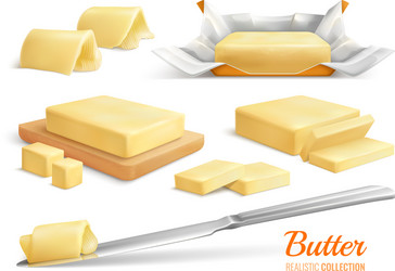 Butter realistic set Royalty Free Vector Image