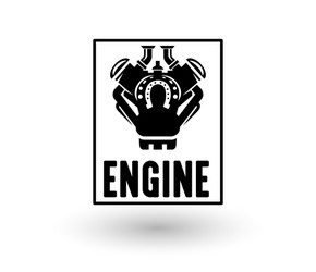Black engine power emblem Royalty Free Vector Image