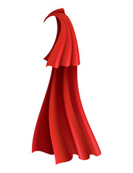 Superhero red cape in side view scarlet fabric Vector Image