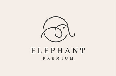 One line elephant head design silhouette Vector Image