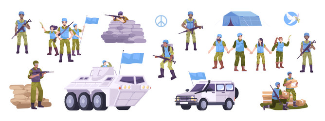 Un peacekeepers isometric set Royalty Free Vector Image