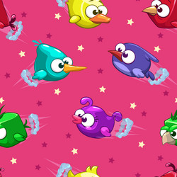 Angry birds pattern game parrots and exotic baby Vector Image