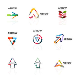 Set of linear arrow abstract logos connected Vector Image