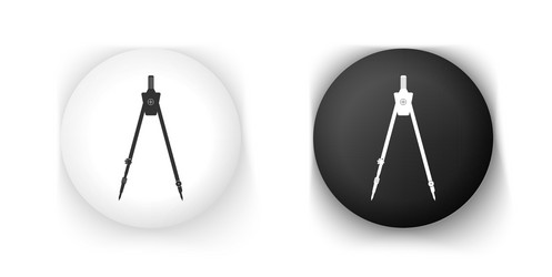 Black and white drawing compass icon isolated Vector Image