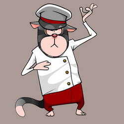 Cartoon joyful cat in a vest and cap Royalty Free Vector