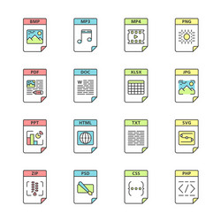 Square file labels icon set Royalty Free Vector Image