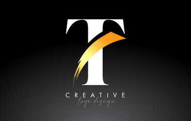 White letter t logo brush stroke with artistic Vector Image