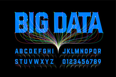 Big data style font alphabet letters and numbers Vector Image