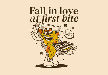 Fall in love at first bite character of pizza Vector Image