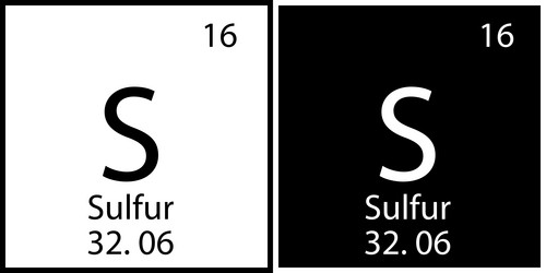 Sulfur chemical icon periodic table symbol Vector Image
