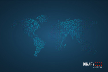 Digital binary code world map future technology Vector Image