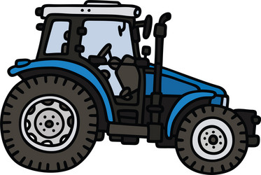Classic blue tractor Royalty Free Vector Image