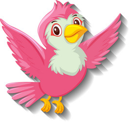 Cute pink bird cartoon character Royalty Free Vector Image