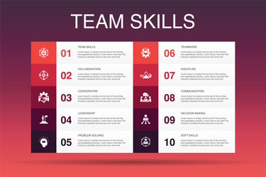 Team skills infographic 10 steps concept Vector Image