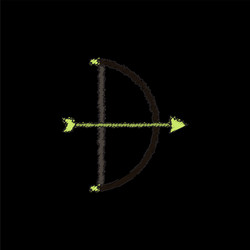 Bow and arrow icon in flat style hatching Vector Image