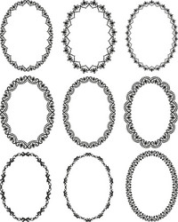 Floral oval and round victorian frames Royalty Free Vector