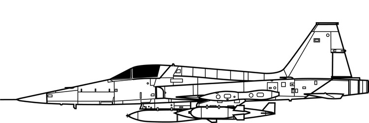 Northrop f-5e tiger ii Royalty Free Vector Image