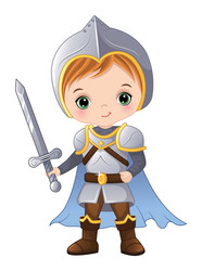Cartoon cute little knight with sword Royalty Free Vector