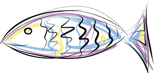 Colorful hand drawn cute fish in sketch style Vector Image