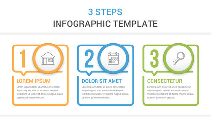 Flowchart with 3 elements Royalty Free Vector Image