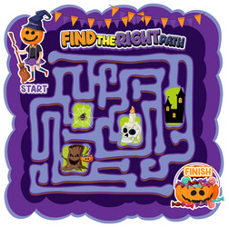 Maze game template in halloween theme for kids Vector Image