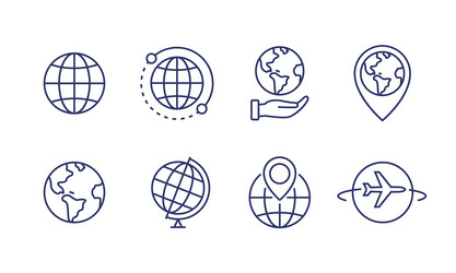 World globe line icon earth global country Vector Image