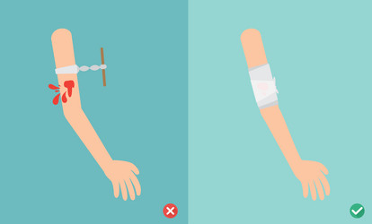Wrong and right ways first aid Royalty Free Vector Image