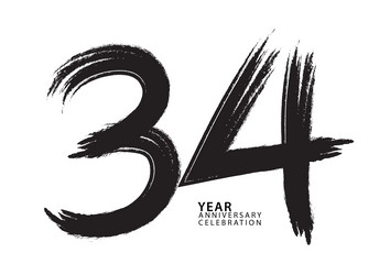 34 year anniversary celebration logotype Vector Image