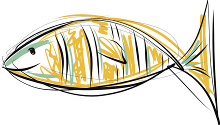 Colorful hand drawn cute fish in sketch style Vector Image