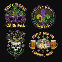 Colorful labels with text for mardi gras carnival Vector Image