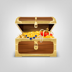 Wooden chest shine composition Royalty Free Vector Image