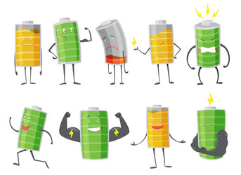 Strong battery man standing and shows his muscles Vector Image