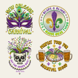 Colorful labels with text for mardi gras carnival Vector Image