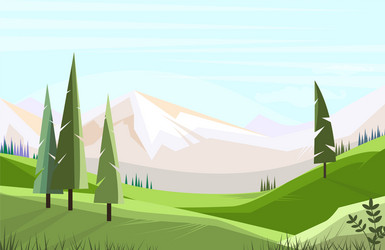 Landscape background with green field and fence Vector Image